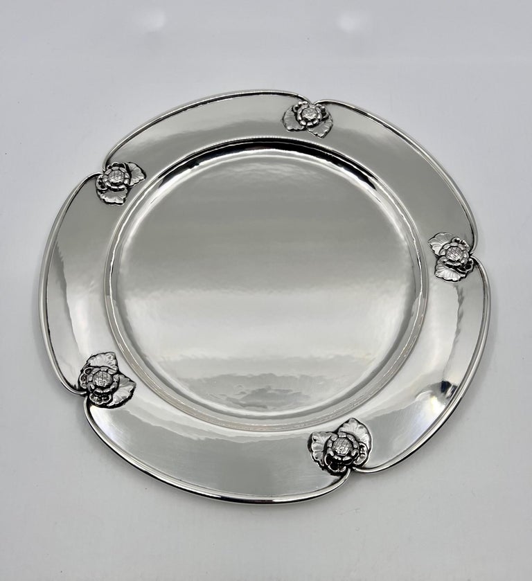 Rare Georg Jensen Sterling Silver Charger Plates 491B For Sale at 1stDibs