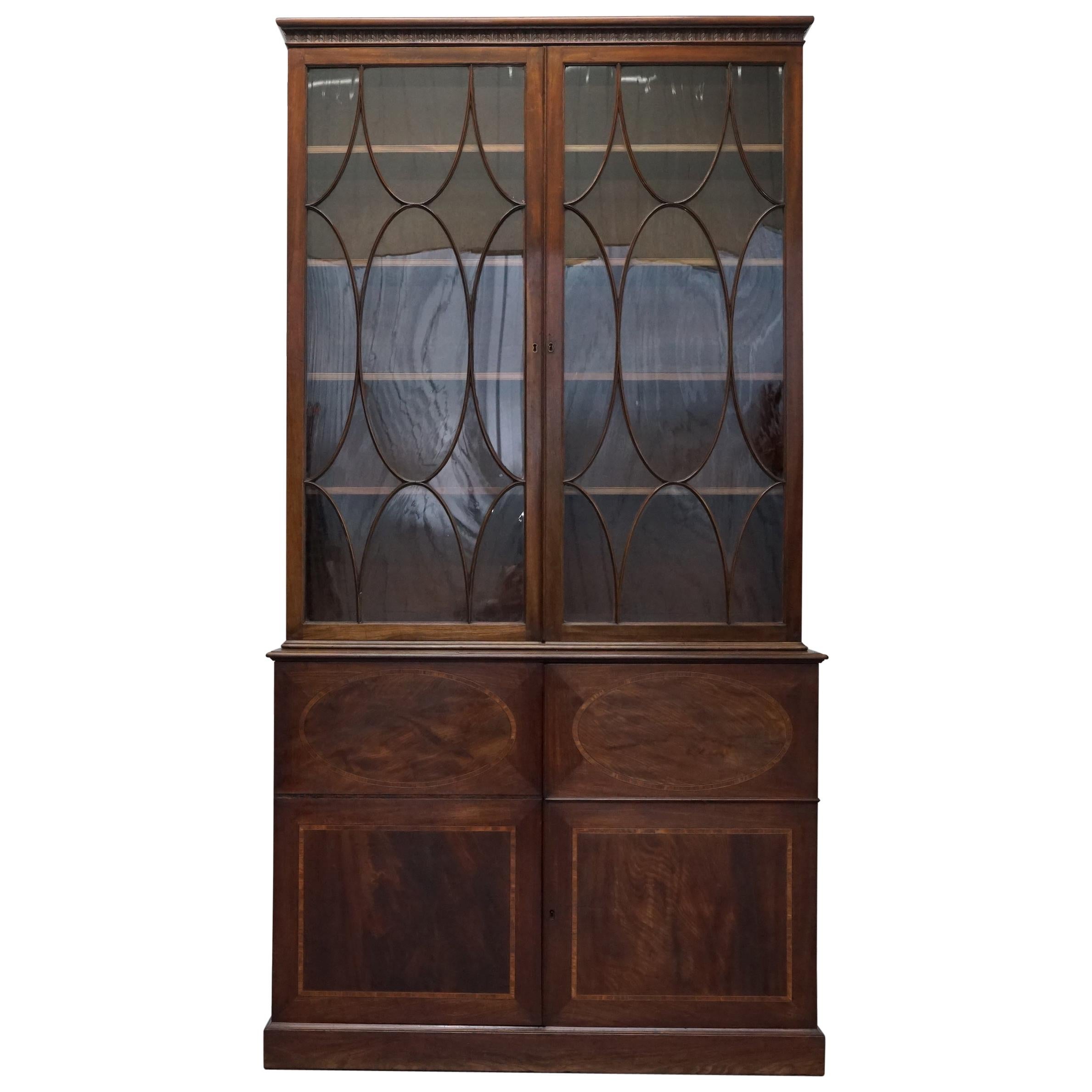 Rare George III circa 1800 Hardwood Library Bookcase with Round Astral ...