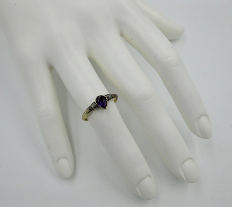 Rare Georgian Amethyst Rose Cut Diamond Ring 1700s Gold Museum Quality ...
