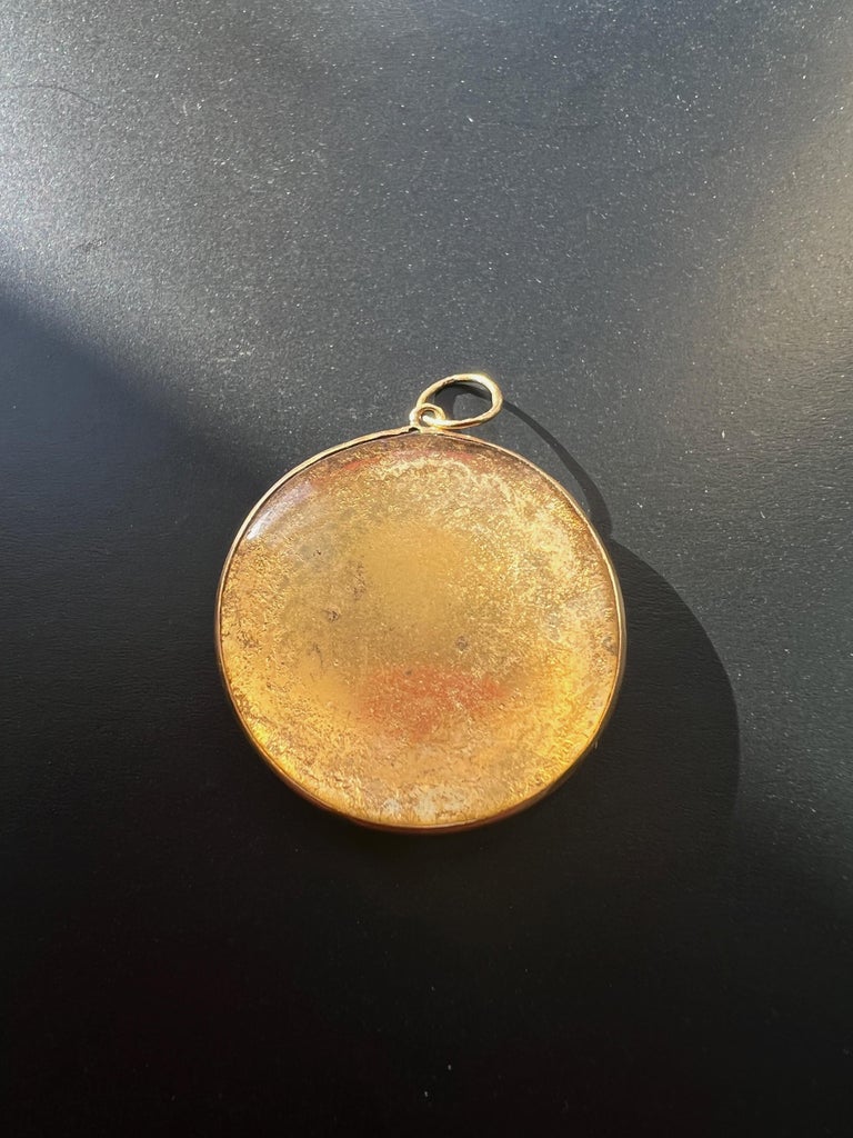 Rare Georgian Era 18k Gold Miniature Painting Rose Pendant For Sale at ...