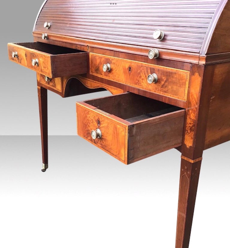 Rare Georgian Hepplewhite Period Inlaid Mahogany Antique Tambour Estate ...