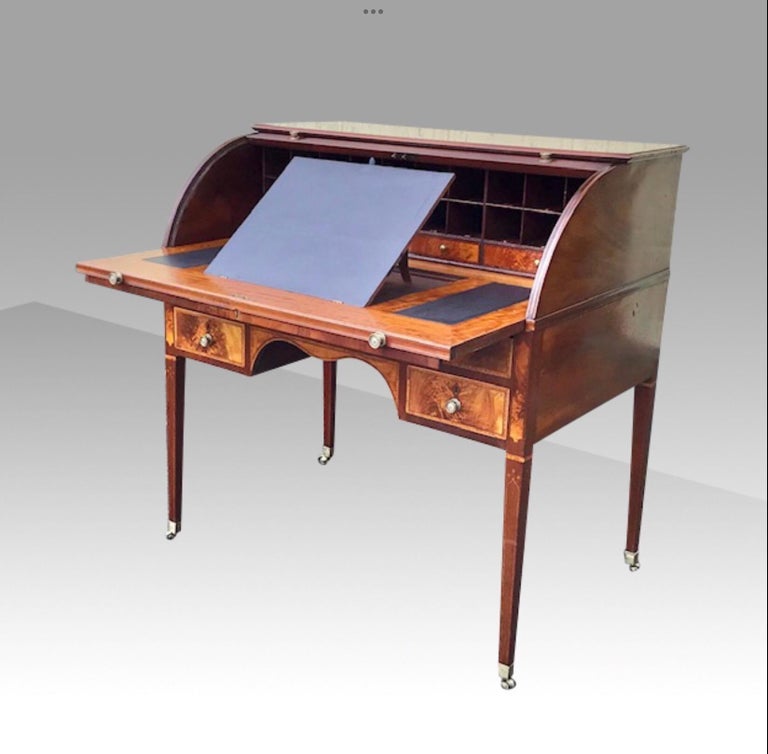 Rare Georgian Hepplewhite Period Inlaid Mahogany Antique Tambour Estate ...