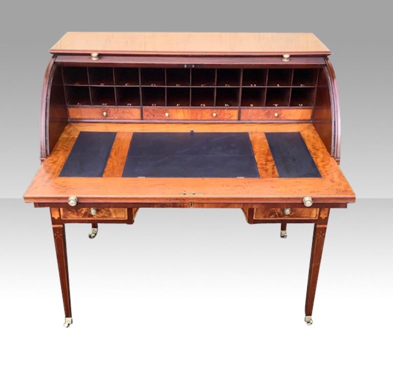 Rare Georgian Hepplewhite Period Inlaid Mahogany Antique Tambour Estate ...