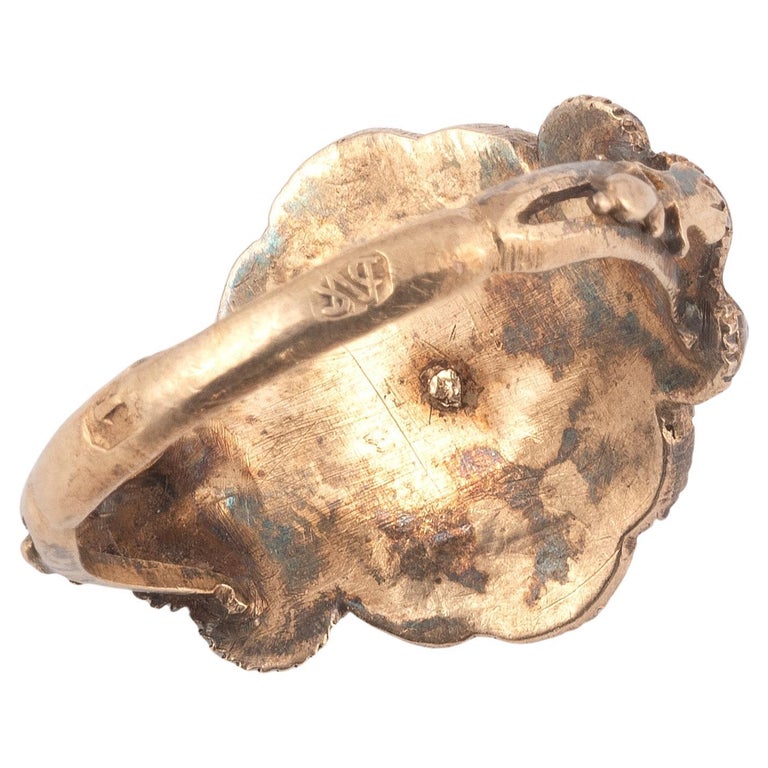 Rare Georgian Italian Table Cut Ruby Gold Ring For Sale at 1stDibs