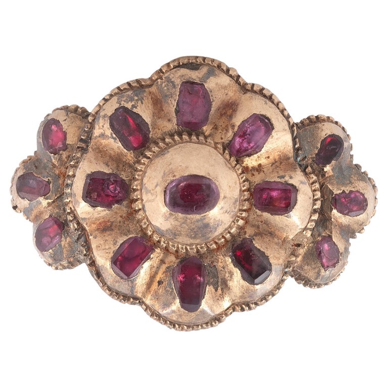 Rare Georgian Italian Table Cut Ruby Gold Ring For Sale at 1stDibs