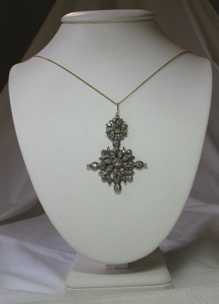 Rare Georgian Rose Cut Diamond Pendant circa 1700 14 Karat Gold Dutch ...
