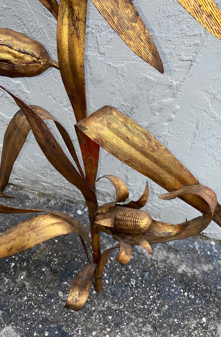 Rare Gilded Metal Cornstalk Wall Decoration For Sale at 1stDibs