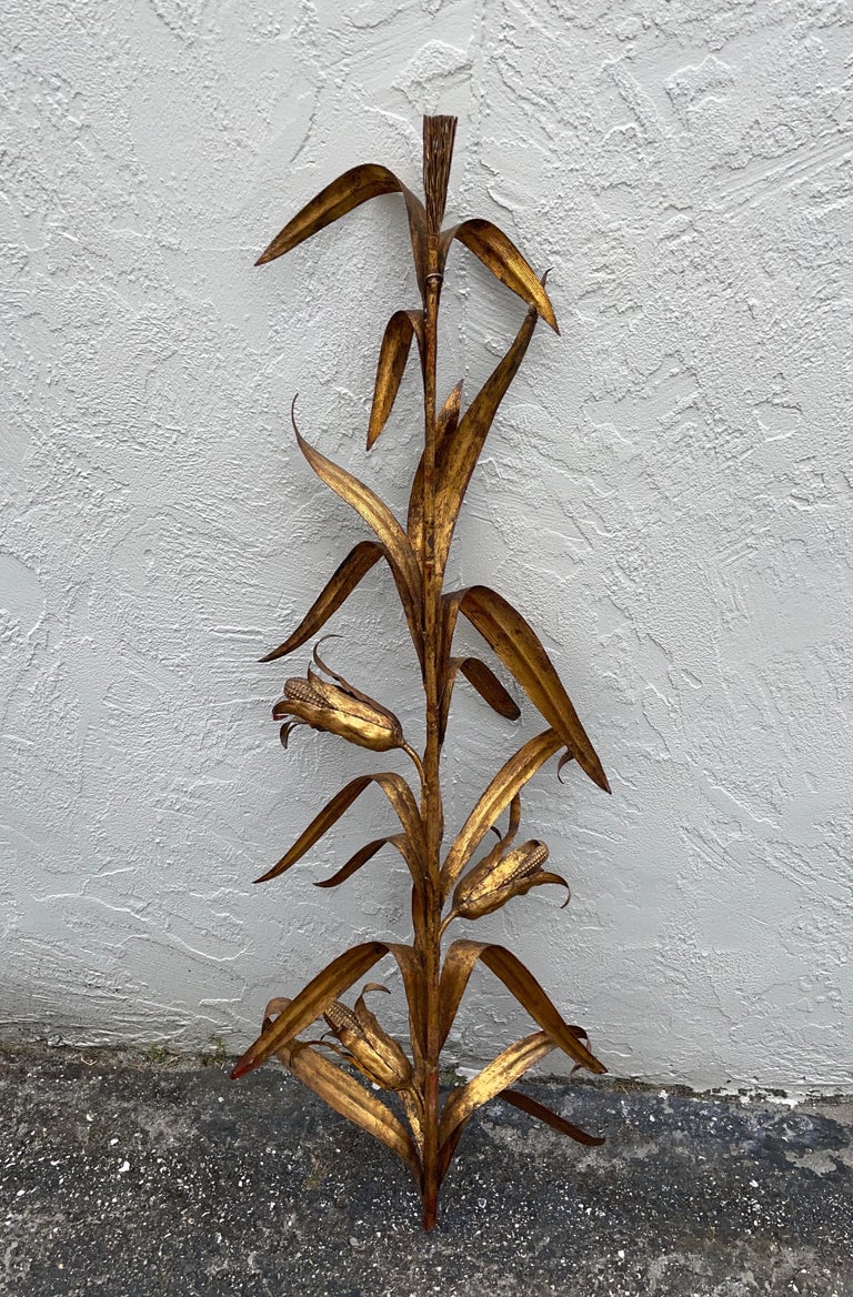 Rare Gilded Metal Cornstalk Wall Decoration For Sale at 1stDibs