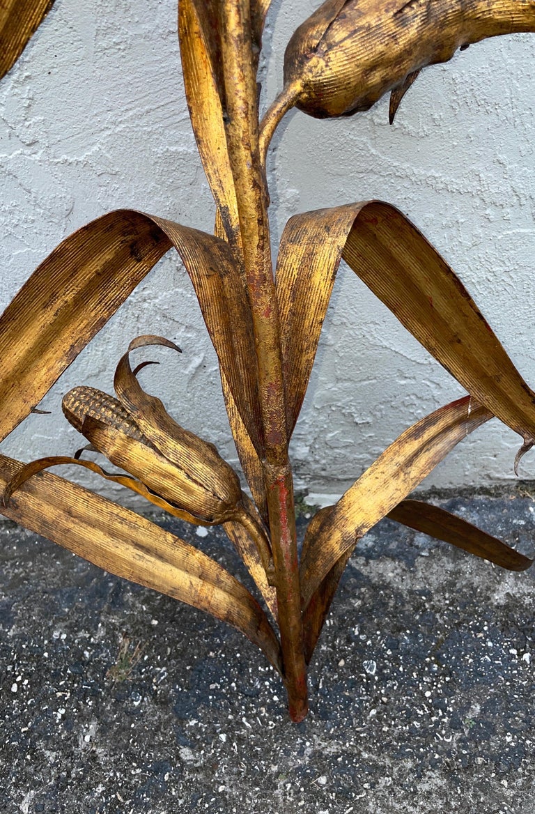 Rare Gilded Metal Cornstalk Wall Decoration For Sale at 1stDibs