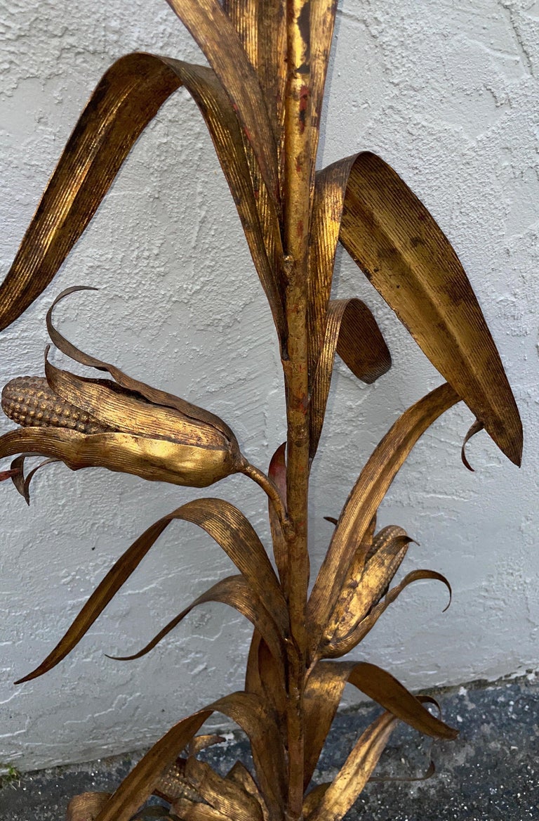 Rare Gilded Metal Cornstalk Wall Decoration For Sale at 1stDibs