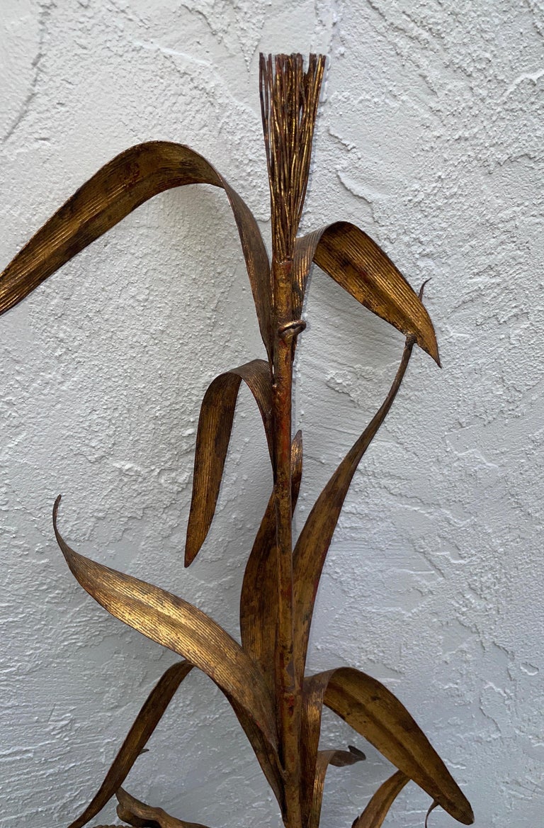 Rare Gilded Metal Cornstalk Wall Decoration For Sale at 1stDibs