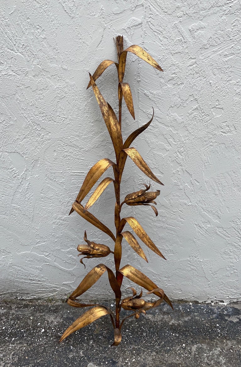 Rare Gilded Metal Cornstalk Wall Decoration For Sale at 1stDibs