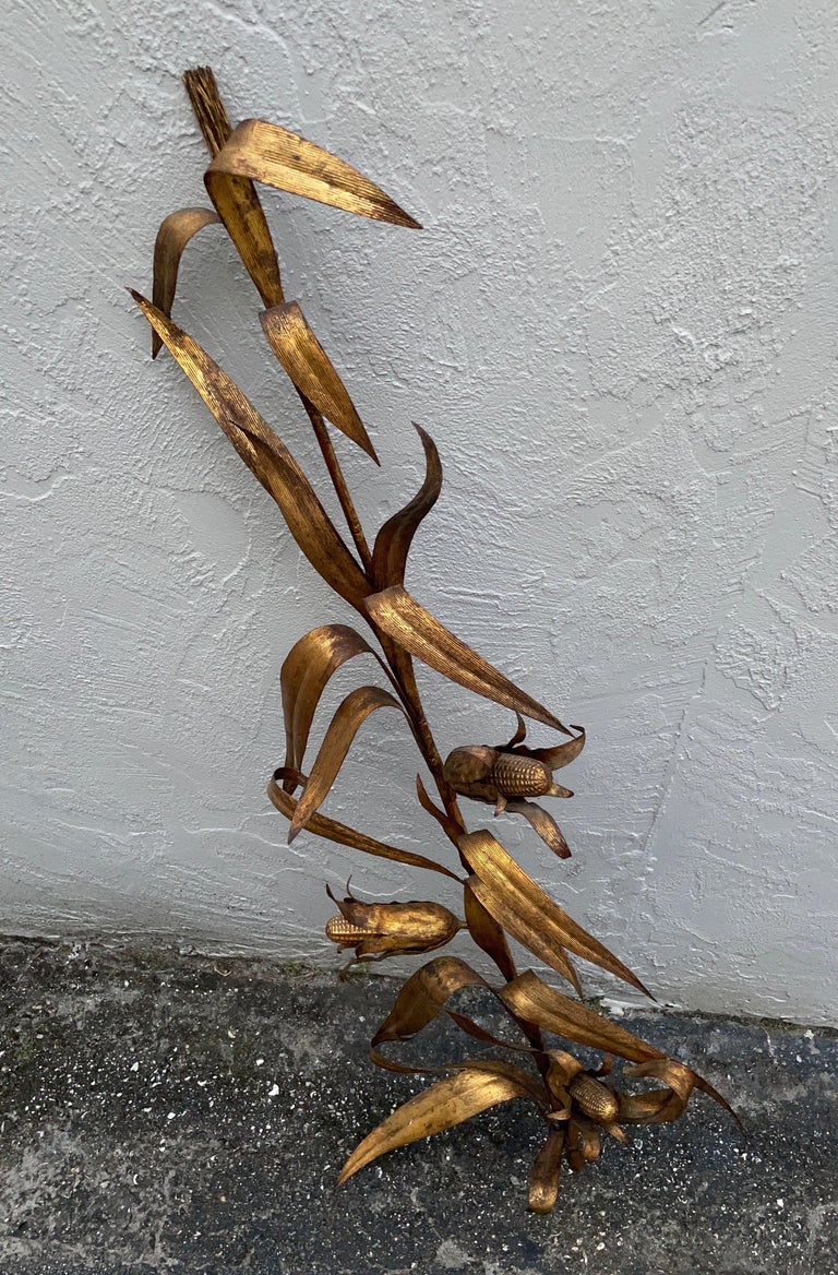 Rare Gilded Metal Cornstalk Wall Decoration For Sale at 1stDibs