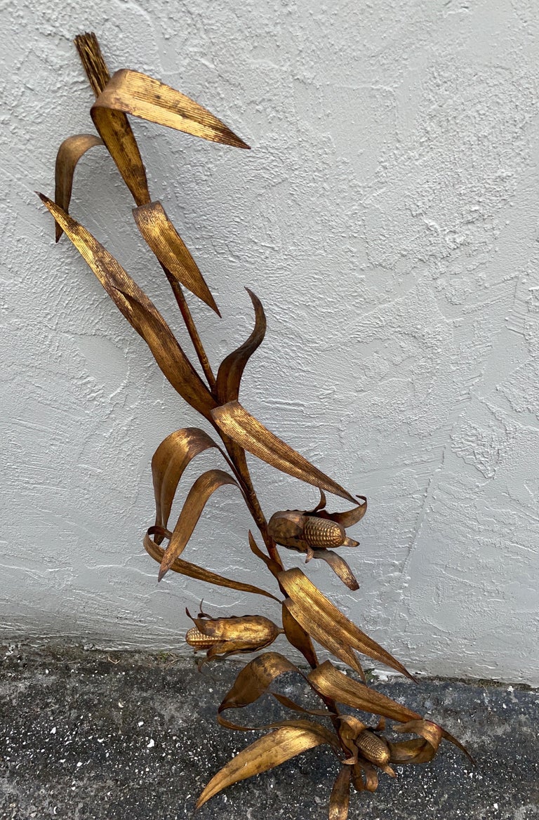 Rare Gilded Metal Cornstalk Wall Decoration For Sale at 1stDibs
