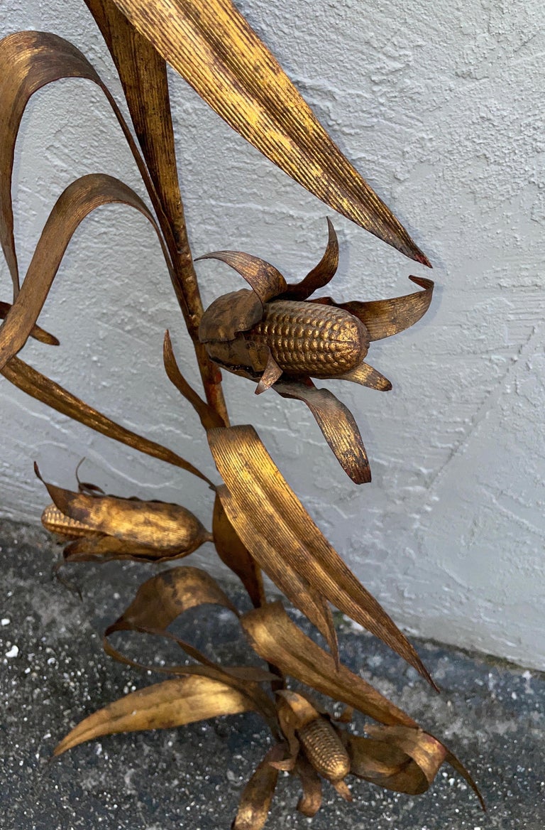 Rare Gilded Metal Cornstalk Wall Decoration For Sale at 1stDibs