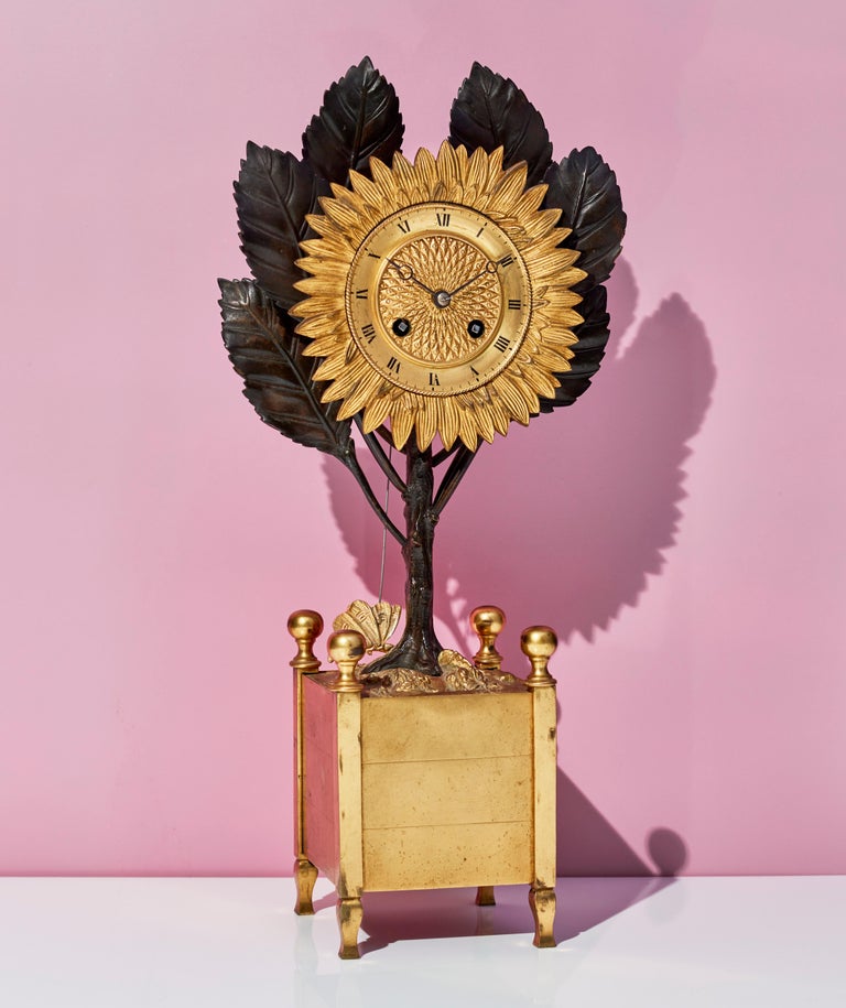 Rare Gilt-bronze French Empire Charles X Sunflower Mantel Clock For ...