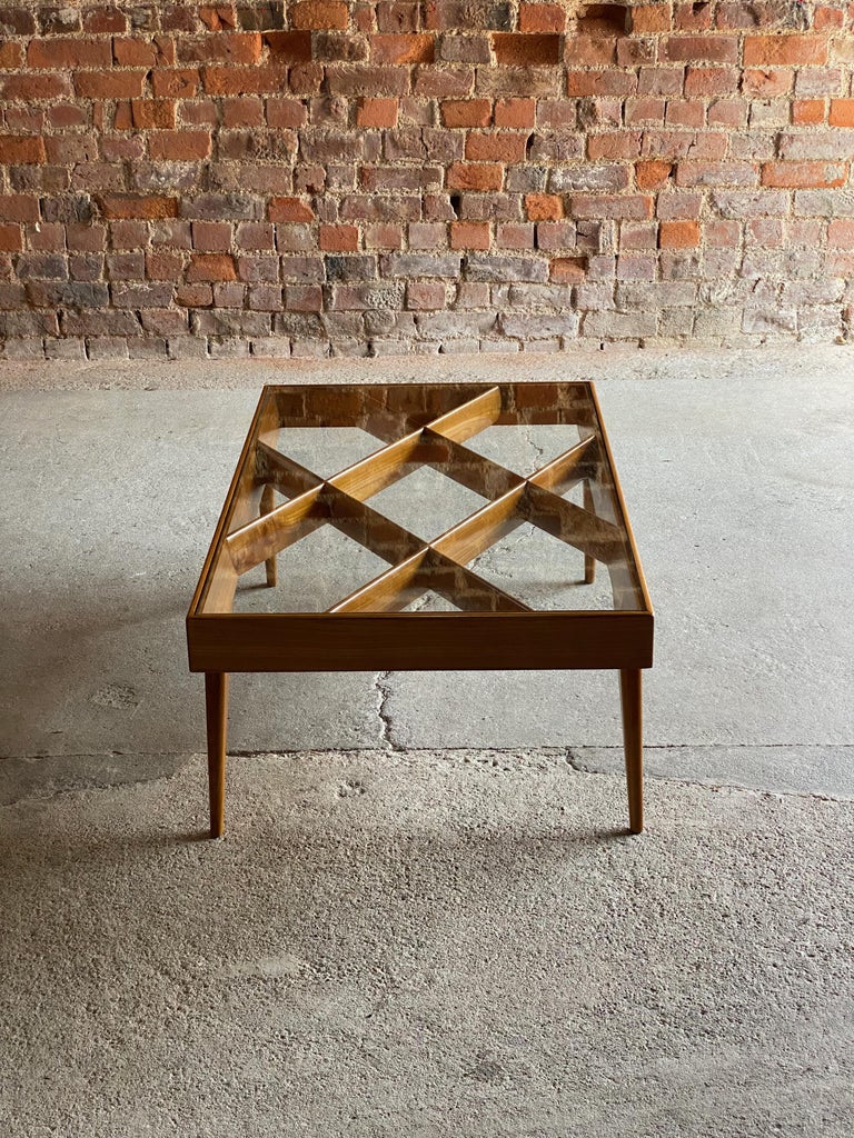 Mid Century Italian Walnut and Glass Coffee Table 1950 For Sale at 1stDibs