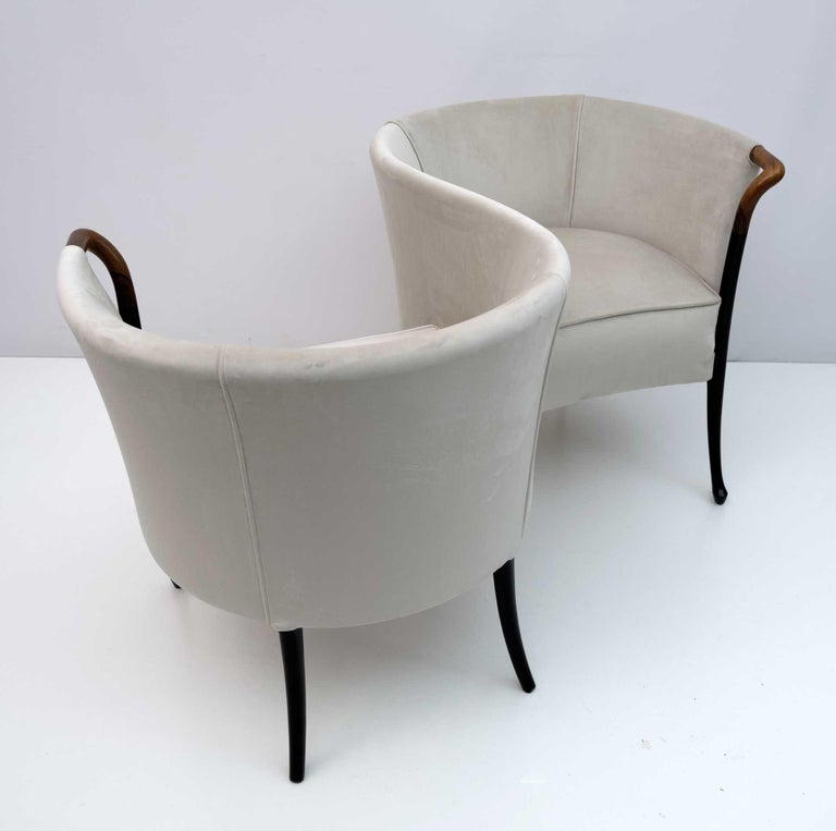 Rare Giorgetti Italian Velvet Conversation Sofa "Progetti", 1980s For ...