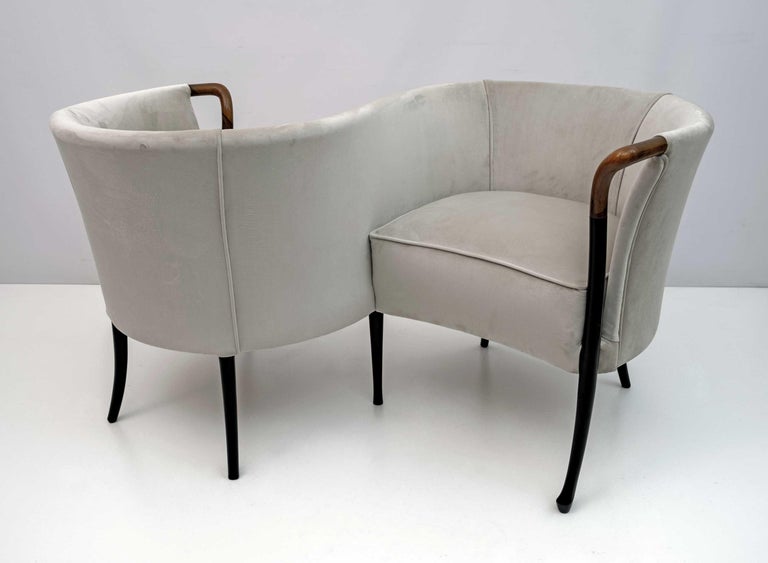 Rare Giorgetti Italian Velvet Conversation Sofa "Progetti", 1980s For ...