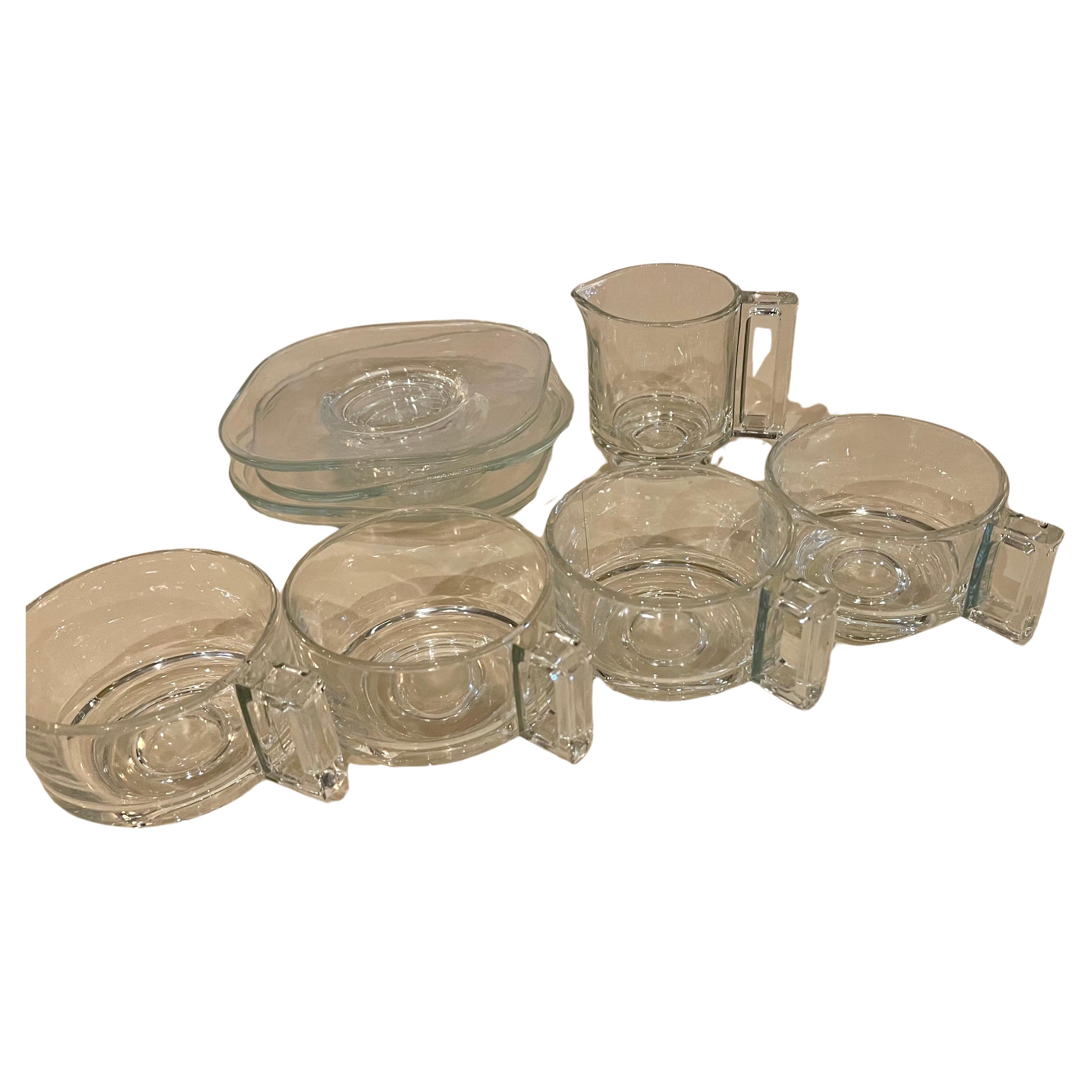 Rare Glass Coffee/Tea Set with Creamer Plate by Joe Colombo for Arno at ...