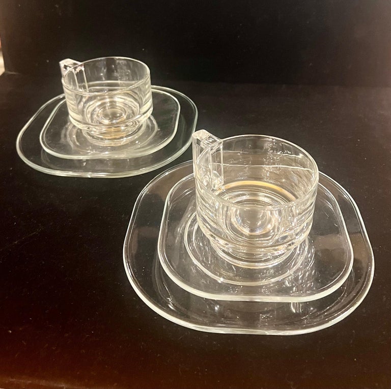 Rare Glass Coffee/Tea Set with Dessert Plate by Joe Colombo for Arno ...