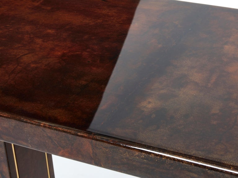 Rare Goatskin Parchment Brass Console Table by Aldo Tura, 1960s at 1stDibs