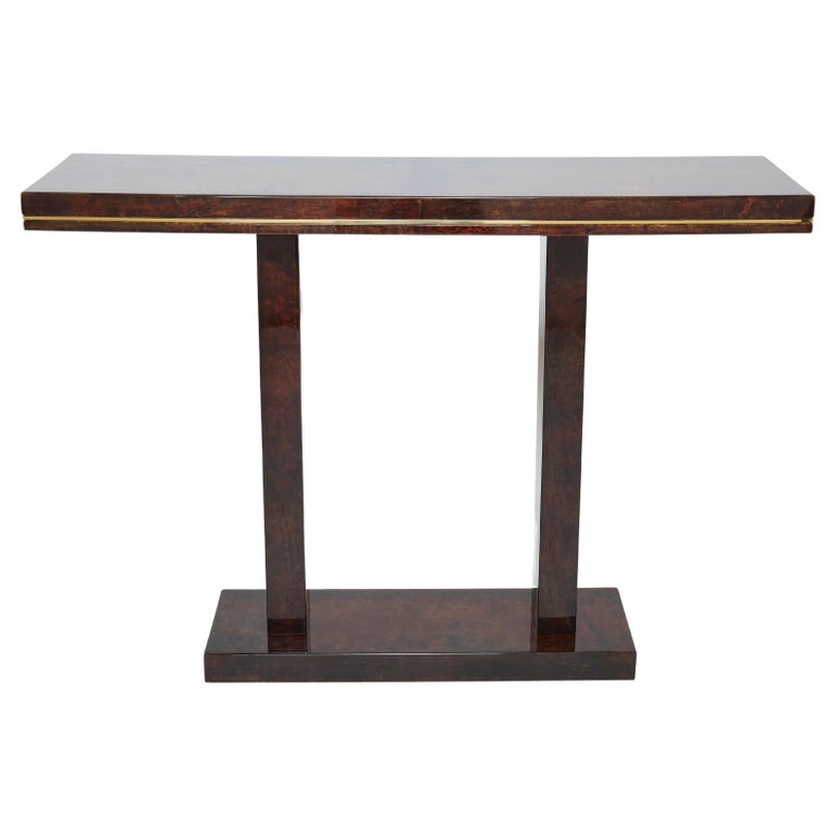 Rare Goatskin Parchment Brass Console Table by Aldo Tura, 1960s at 1stDibs