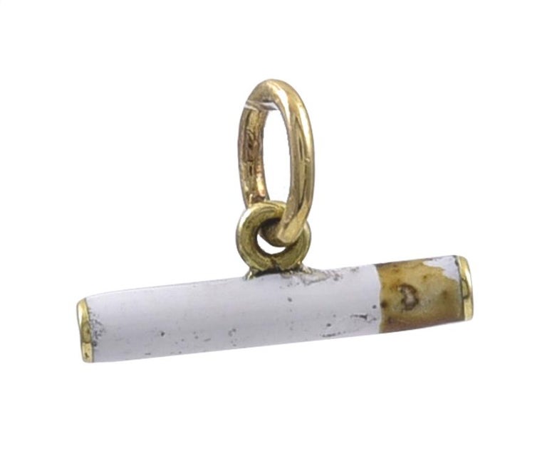 Rare Gold and Enamel Cigarette Charm at 1stDibs
