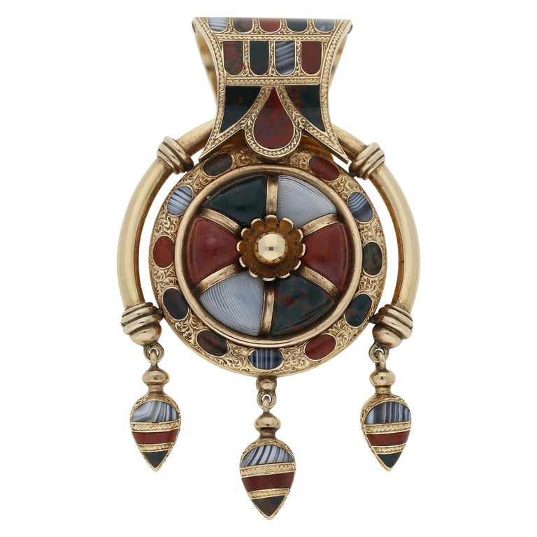 Rare Gold and Scottish Hardstone Bulla-Style Pendant at 1stDibs