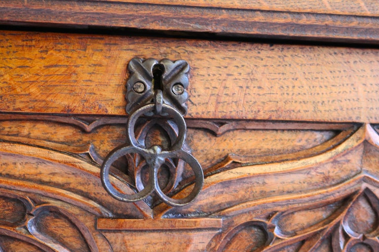 Rare Gothic Revival Dry Bar / Drinks Cabinet Carved Oak Church Windows ...