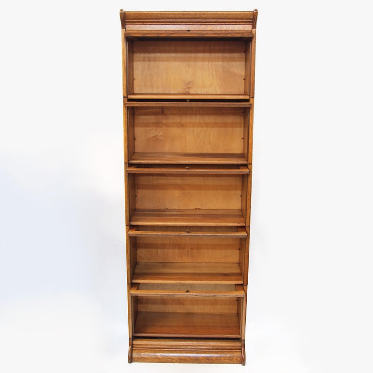 Rare Gunn Vintage 1920s Industrial Five Stack Oak Barrister Bookcase at 1stDibs