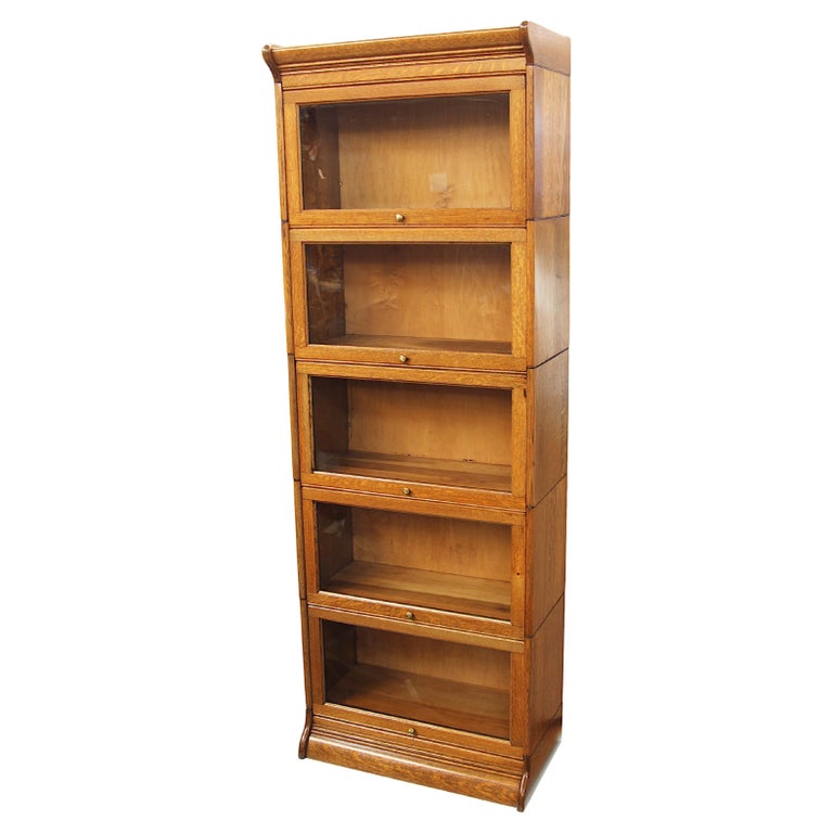 Rare Gunn Vintage 1920s Industrial Five Stack Oak Barrister Bookcase at 1stDibs