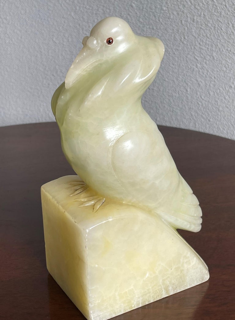 Rare Hand Carved Alabaster Pair of Fancy Pigeon Bookend Sculptures Art ...