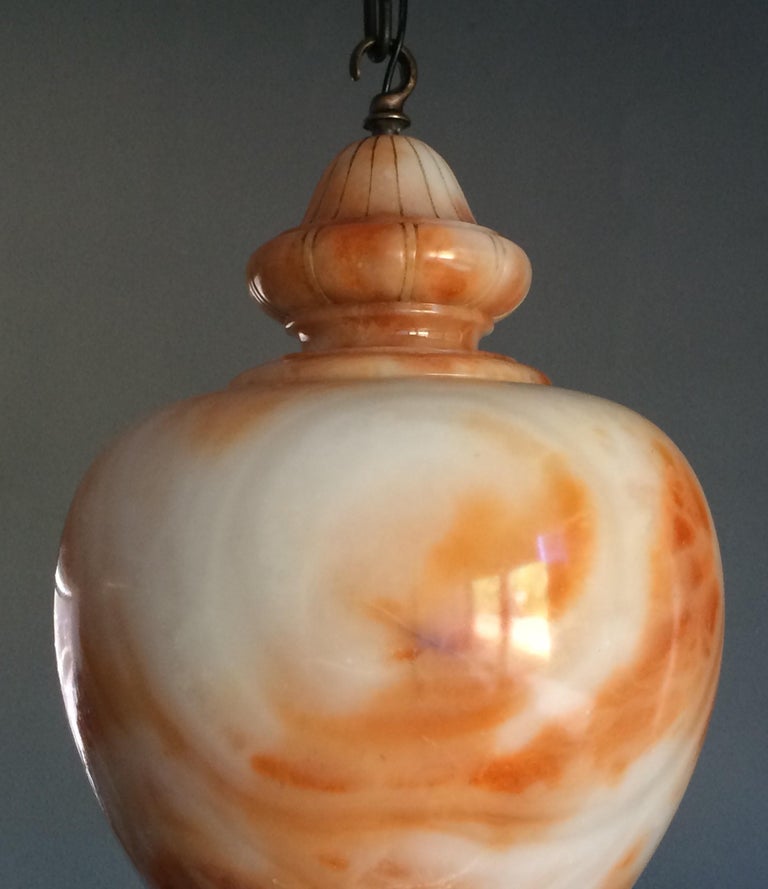 Unique Hand Carved Vivid Alabaster Pendant Light Chandelier w Stunning ...