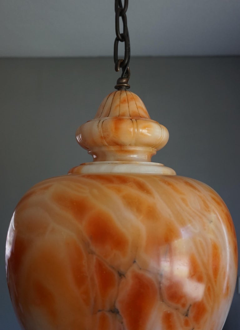 Unique Hand Carved Vivid Alabaster Pendant Light Chandelier w Stunning ...