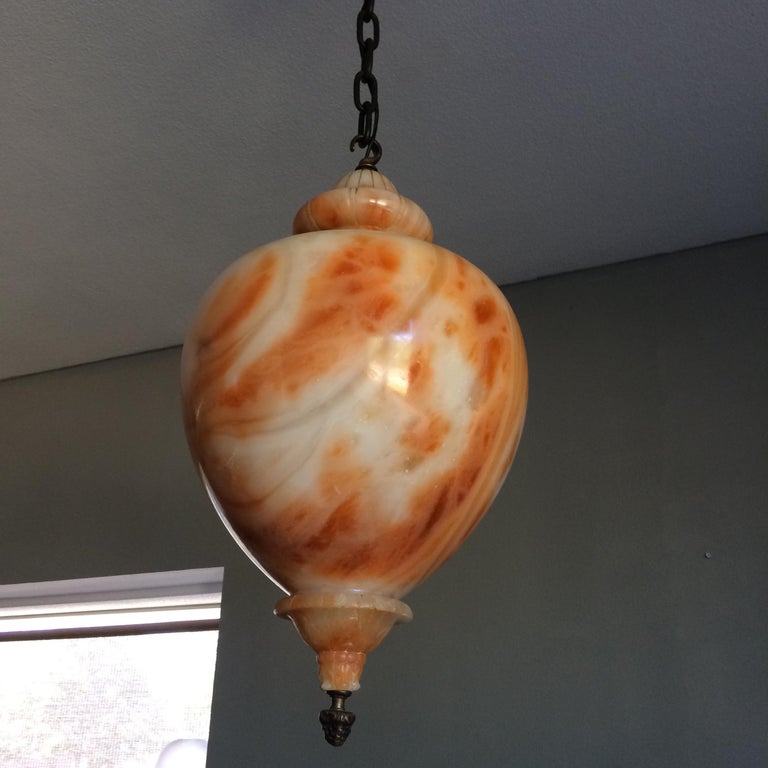 Unique Hand Carved Vivid Alabaster Pendant Light Chandelier w Stunning ...