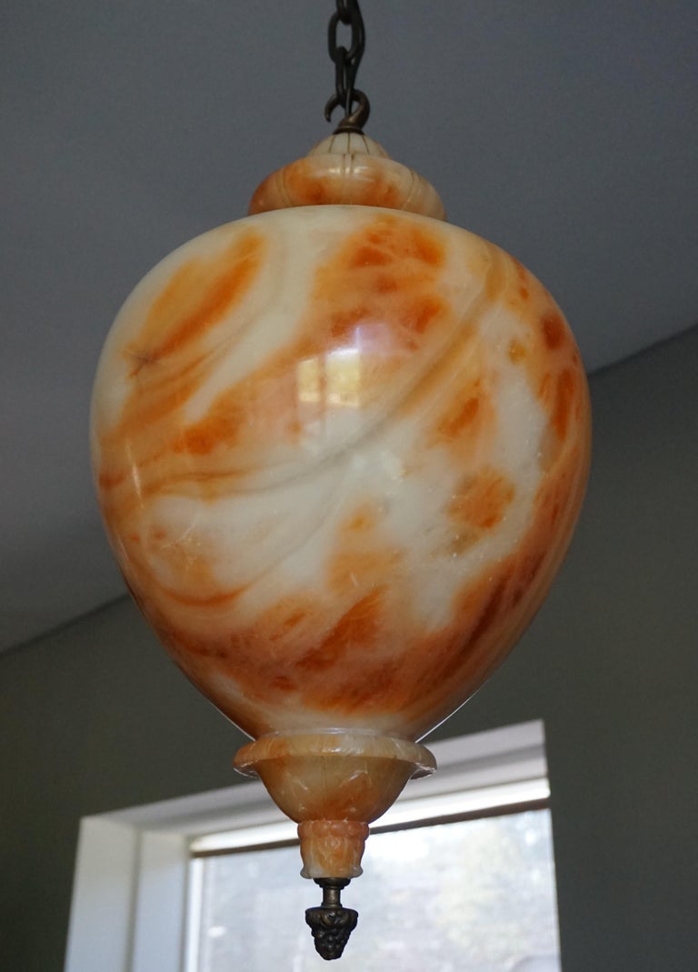 Unique Hand Carved Vivid Alabaster Pendant Light Chandelier w Stunning ...