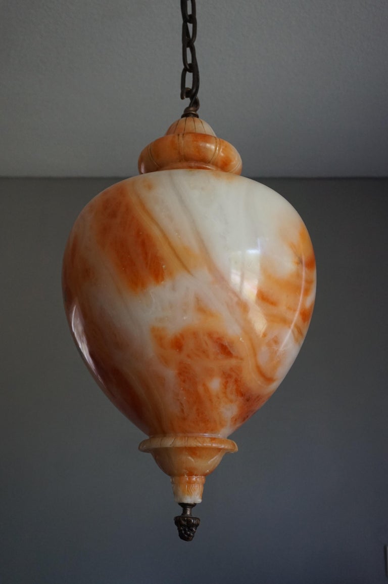 Unique Hand Carved Vivid Alabaster Pendant Light Chandelier w Stunning ...