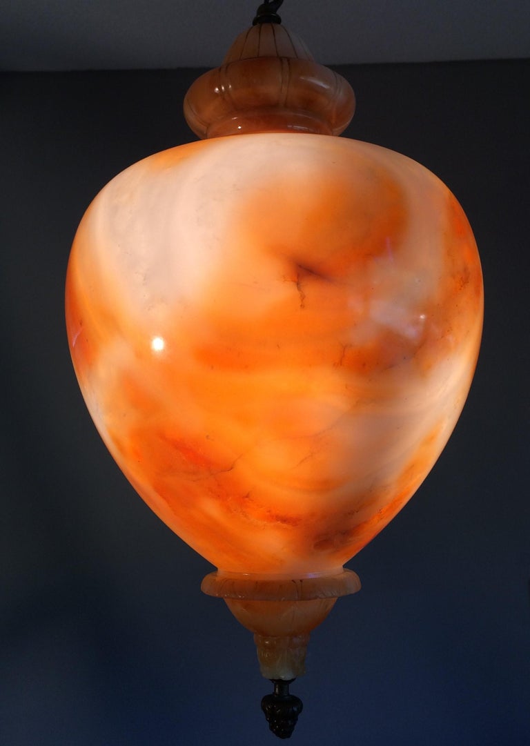 Unique Hand Carved Vivid Alabaster Pendant Light Chandelier w Stunning ...