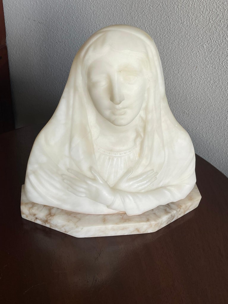 Rare Hand Carved Early 1900s Alabaster Bust Sculpture of a Mourning ...