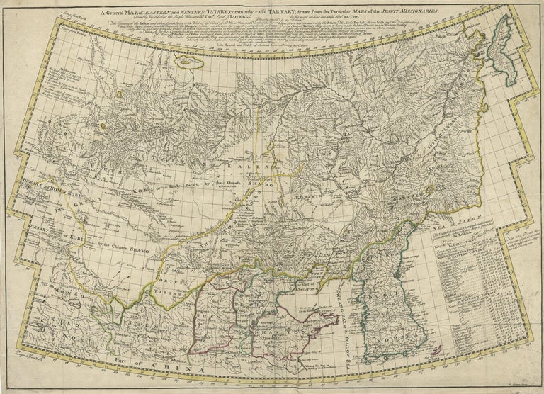 Rare Hand-Colored Antique Map of Tartary, China and Korea, ca.1741 For ...