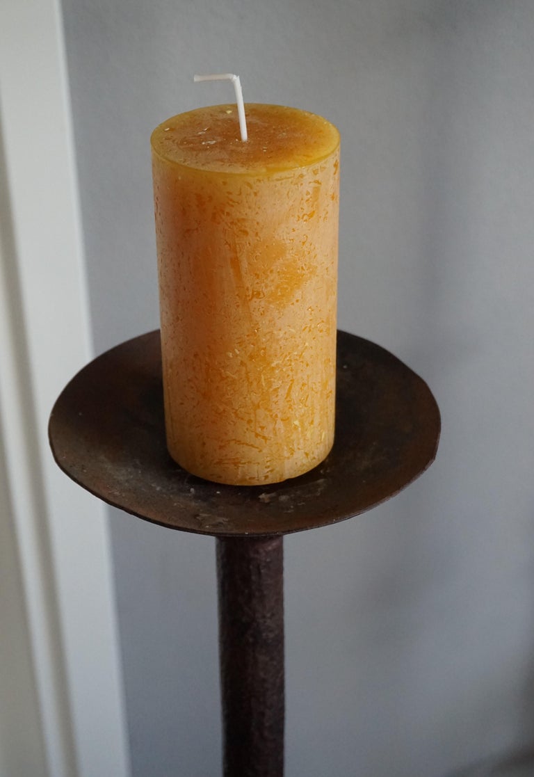 Rare Hand Forged Pair of 19th Century Wrought Iron Candlesticks ...