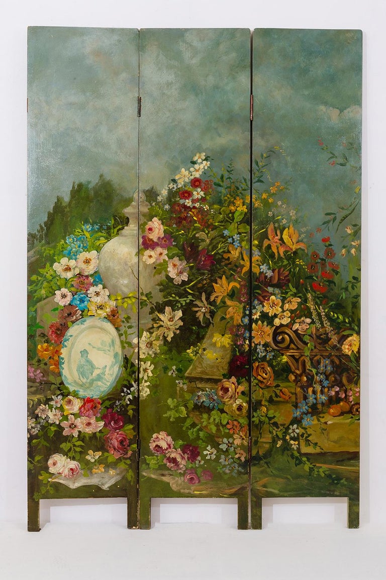 Rare Hand Painted Screen For Sale at 1stDibs
