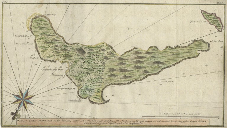 Rare Handcolored Map of Isle de Juan Fernandes 'Robinson Crusoe Island ...