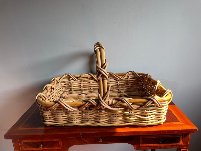 Rare Handwoven MidCentury Rattan Basket for Kitchen Fruit and Bakery ...