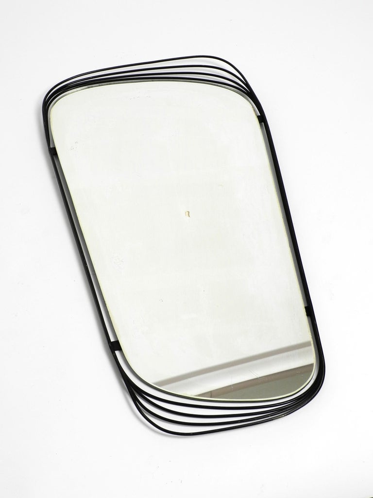 Rare Heavy Mid-Century Modern Wall Mirror with a Black Abstract Metal ...