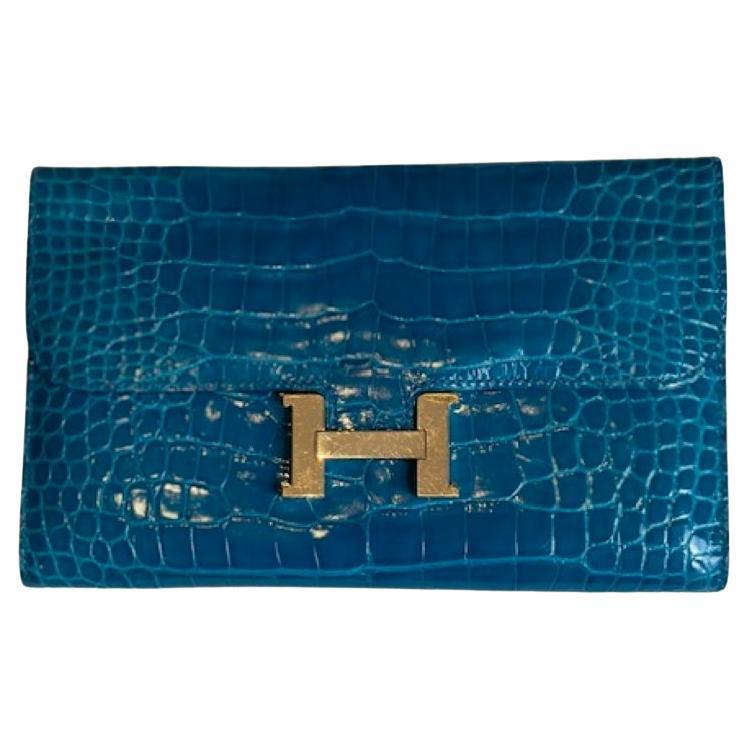 Rare Hermés Alligator Constance Wallet in Bleu Izmir For Sale at 1stDibs