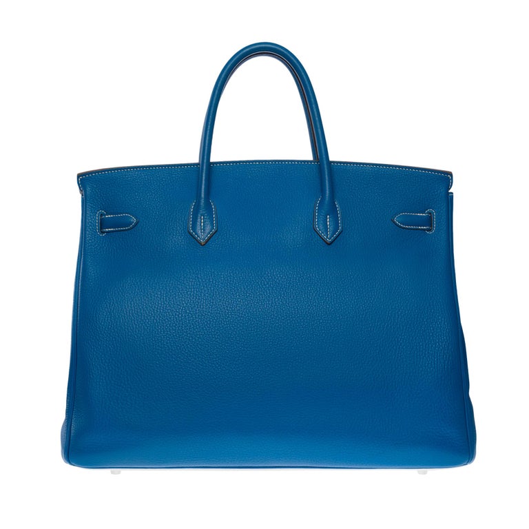 Rare Hermès Birkin 40 "Eclat" limited edition bicolor in Blue&White ...
