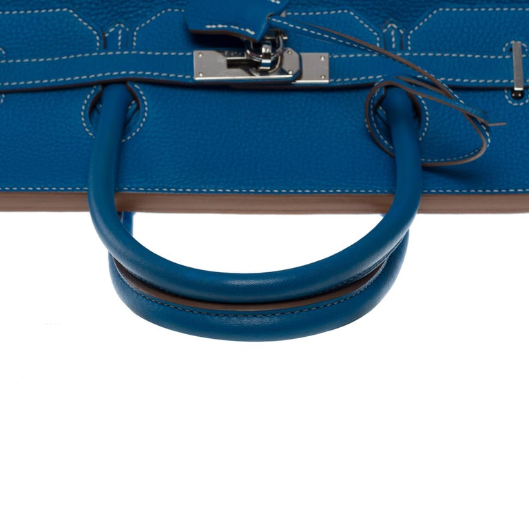 Rare Hermès Birkin 40 "Eclat" limited edition bicolor in Blue&White ...