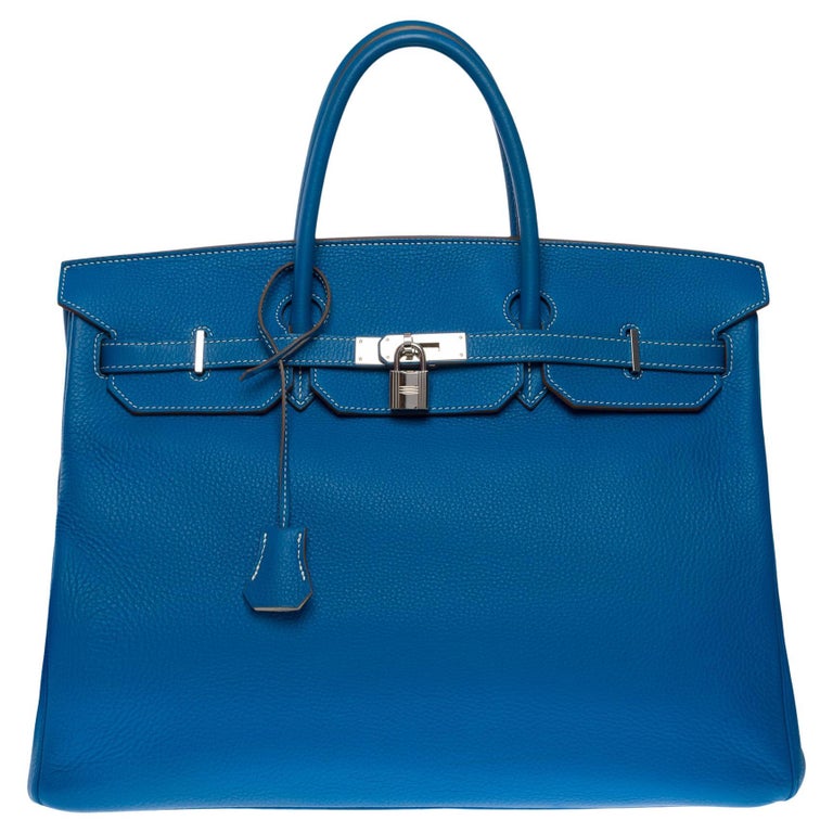 Rare Hermès Birkin 40 "Eclat" limited edition bicolor in Blue&White ...